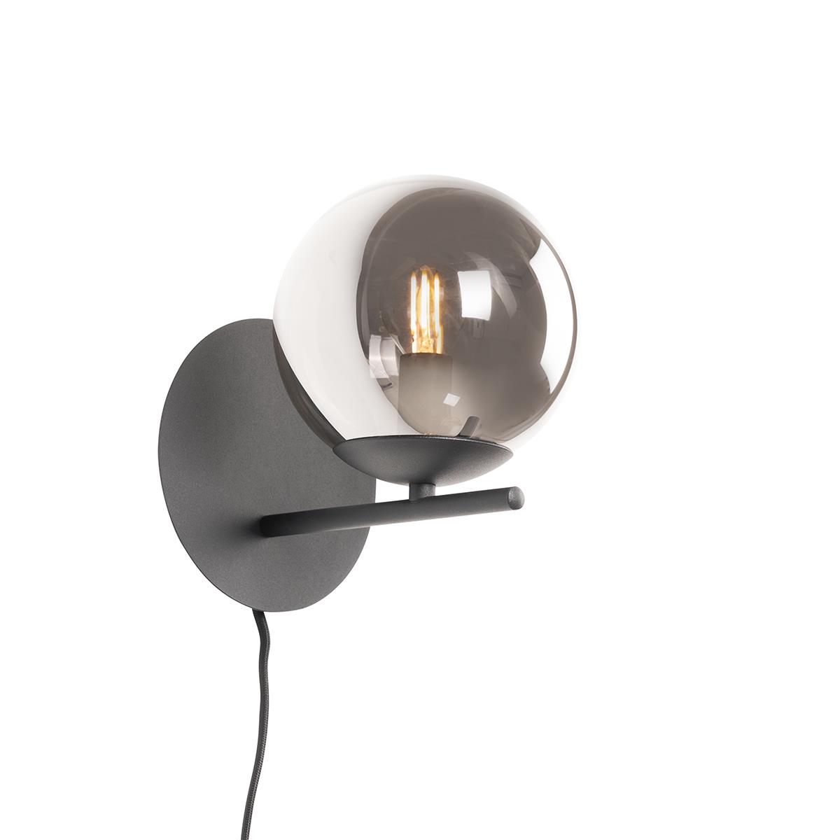 QAZQA Art Deco wandlamp zwart en smoke glas - Flore kopen? Shop bij fonQ!