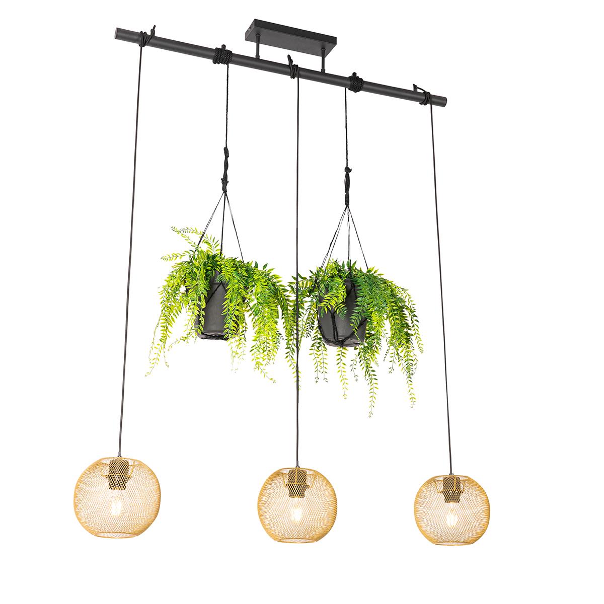 QAZQA Industriële hanglamp goud 3-lichts - Flor kopen? Shop bij fonQ!