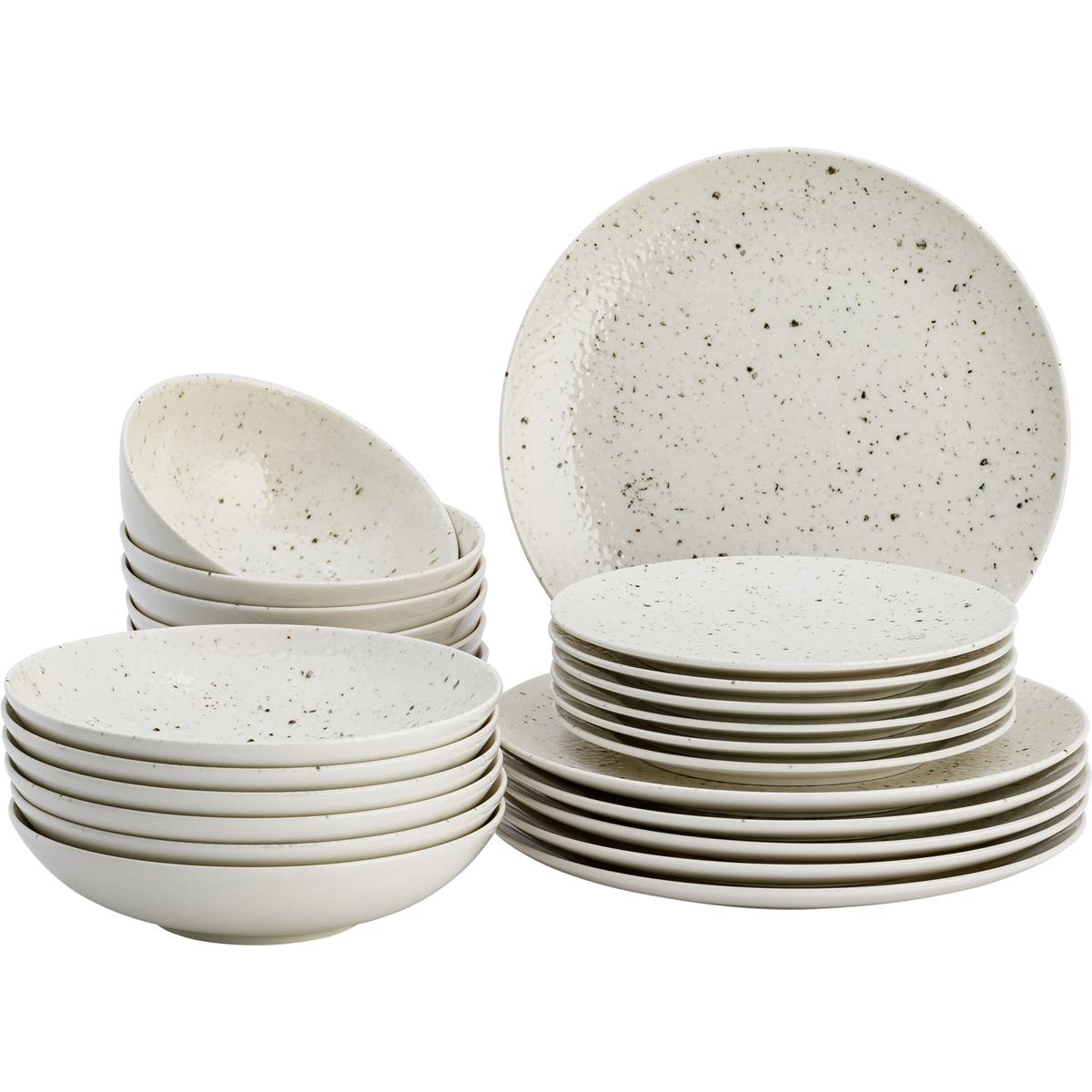 Lite-Body - Serviesset Hermes - 6 pers- 24 del Wit spikkels olijf kopen ...