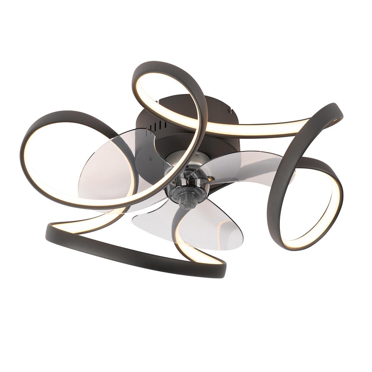 QAZQA Plafondventilator zwart incl. LED met afstandsbediening - Mandy ...