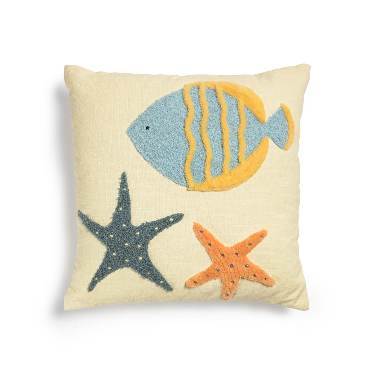 Kave Home - Cordelia 100% beige katoenen kussenhoes met meerkleurige ...