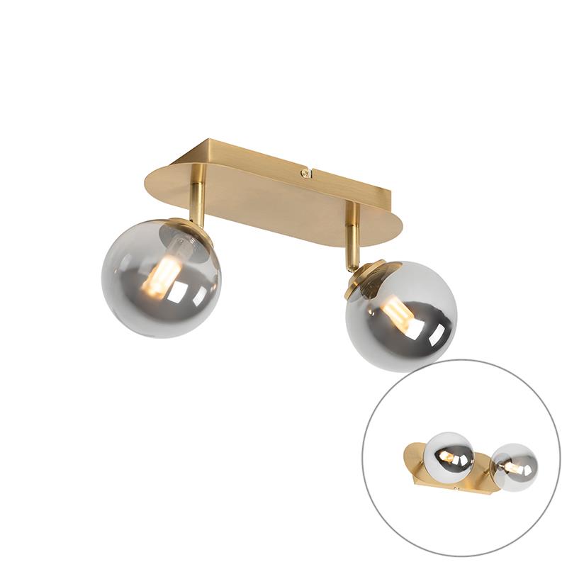 QAZQA Spot goud 2-lichts verstelbaar met smoke glass - Athens kopen ...