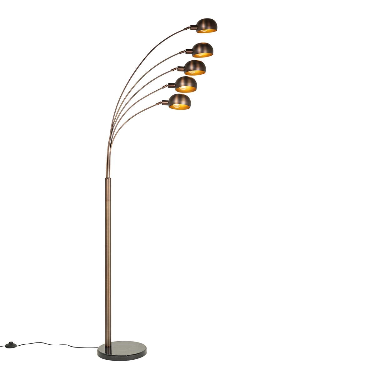 QAZQA Design vloerlamp donkerbrons met goud 5-lichts - Sixties Marmo ...