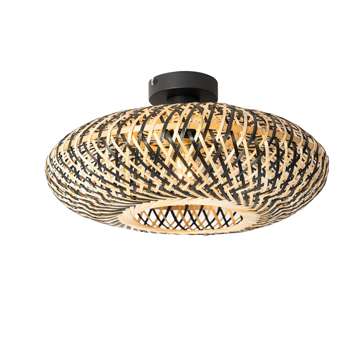 QAZQA Oosterse plafondlamp zwart bamboe 40 cm - Ostrava kopen? Shop bij ...
