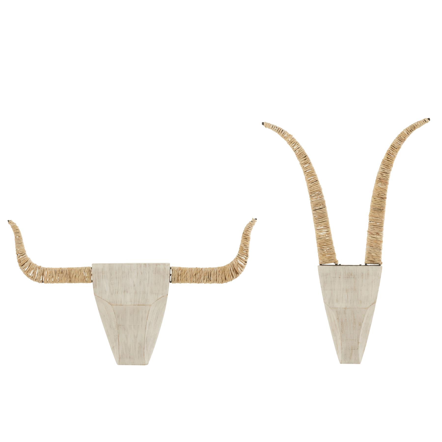 J-Line wanddecoratie Stier - hout|riet - wit|naturel - 2 stuks kopen ...