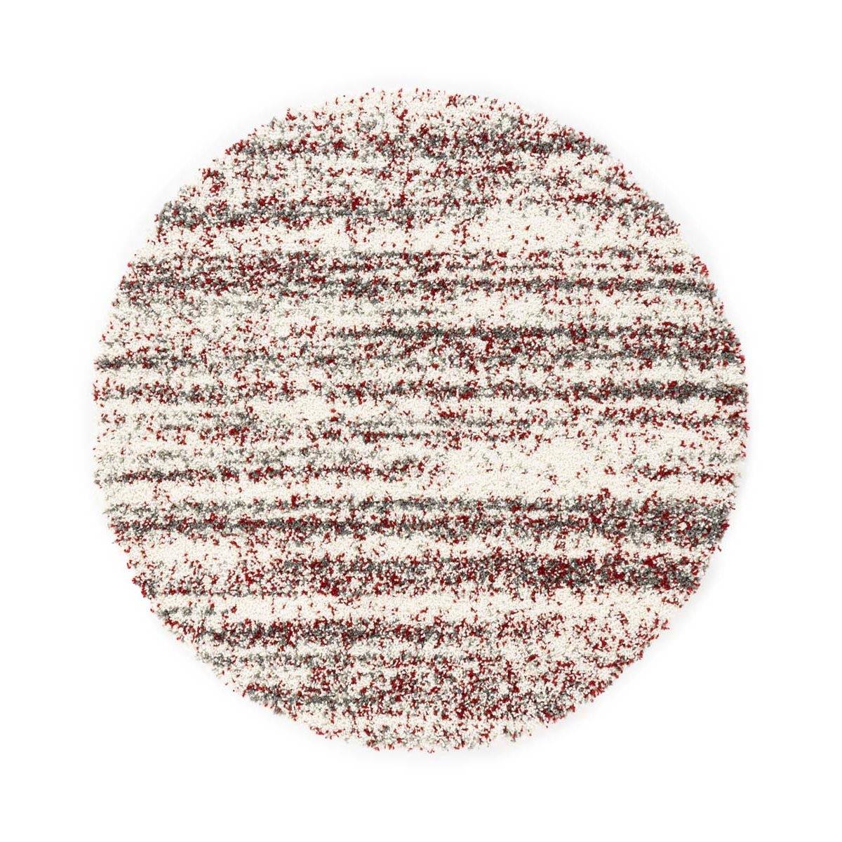 Boho&me Rond hoogpolig vloerkleed strepen Artisan - grijs|rood - 240 ...