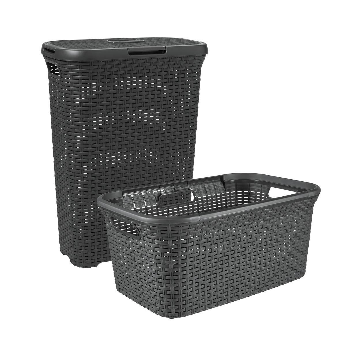 Curver Style Wasmand met Deksel 40L + Wasmand 45L - Antraciet kopen ...
