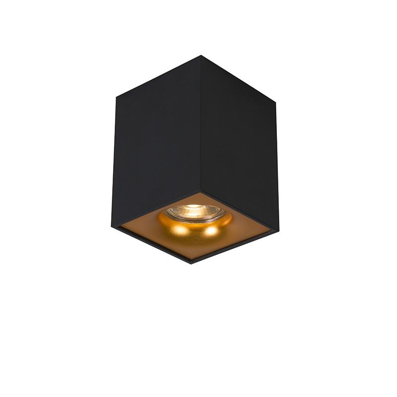 QAZQA Moderne spot zwart met goud - Quba delux kopen? Shop bij fonQ!