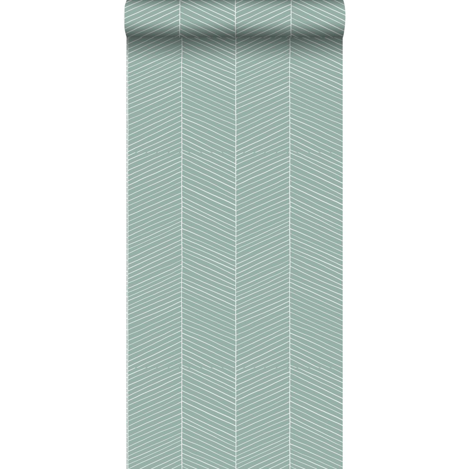 ESTAhome behang visgraat-motief vergrijsd mintgroen - 0,53 x 10,05 m ...