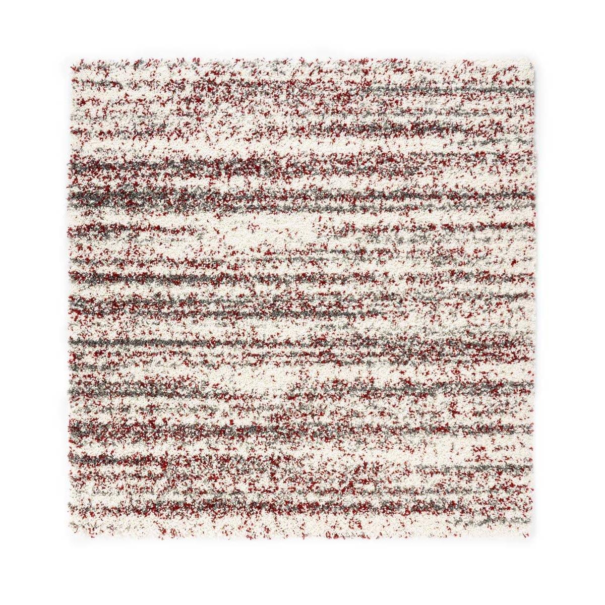 Boho&me Vierkant hoogpolig vloerkleed strepen Artisan - grijs|rood ...