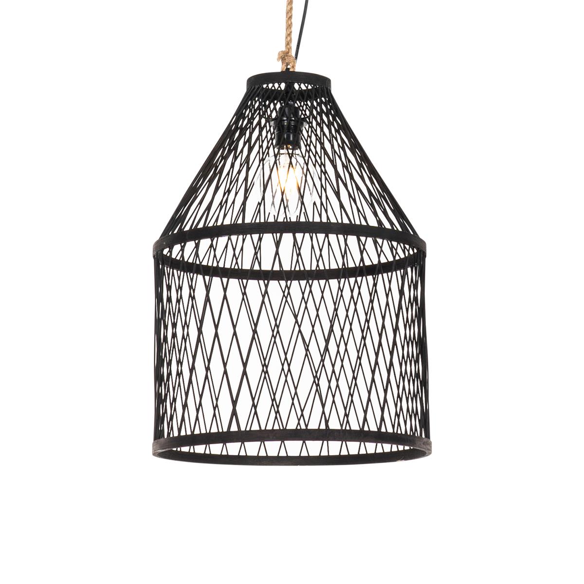 QAZQA Landelijke buiten hanglamp zwart rotan 40x55 cm - Calamus kopen ...