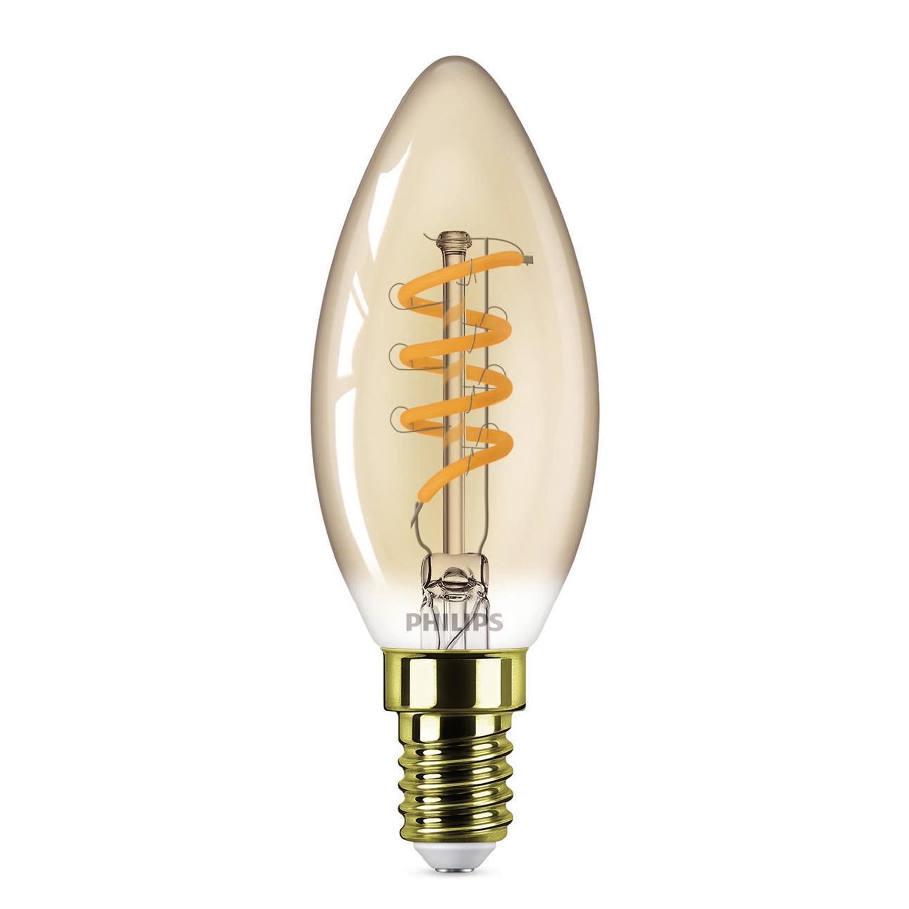 Philips LED Deco filament kaars lamp goud dimbaar - E14 2,5W 136lm 18 ...