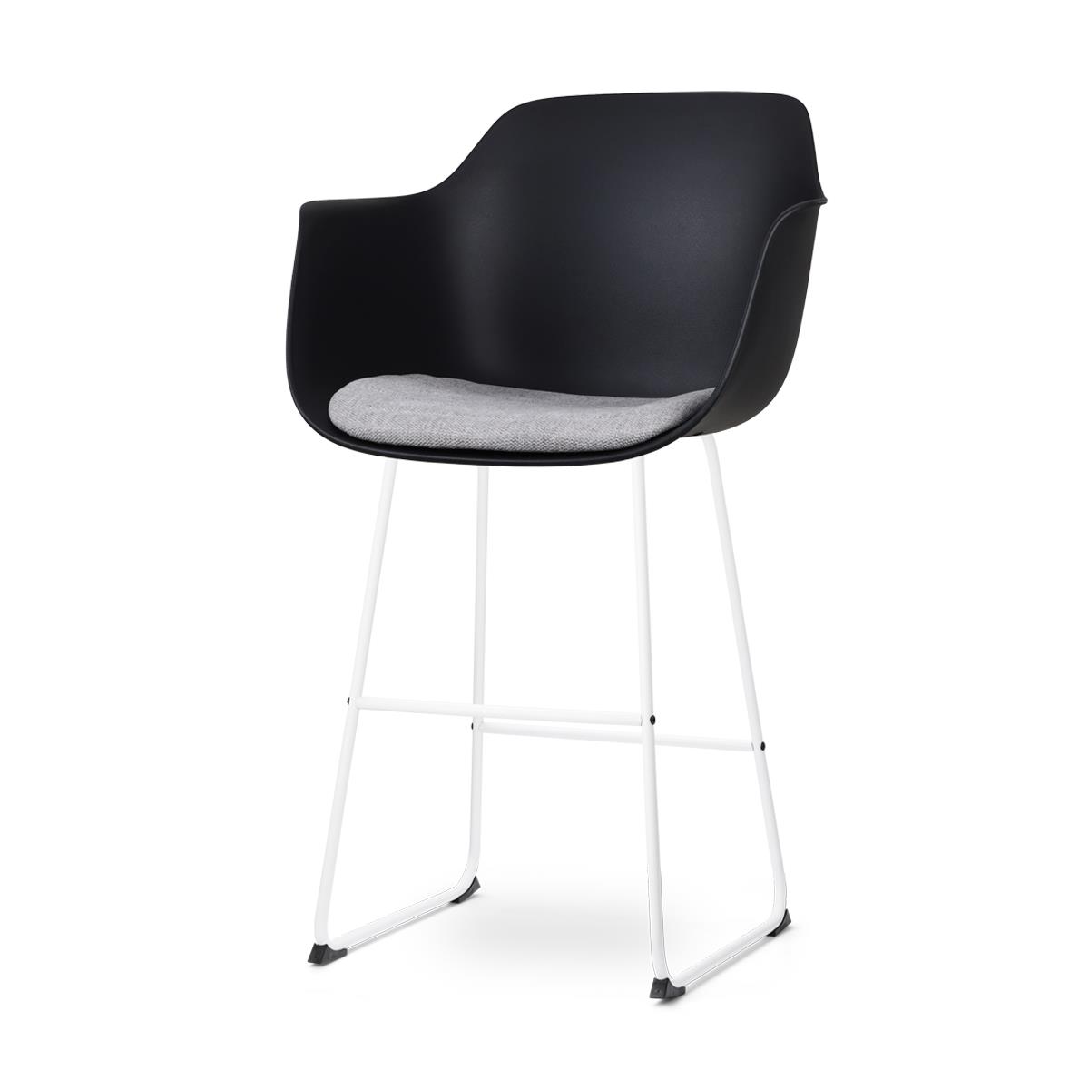 Nolon Nino-Liz Barkruk Zwart - Lichtgrijs Kussen - Wit Frame - 75 cm ...