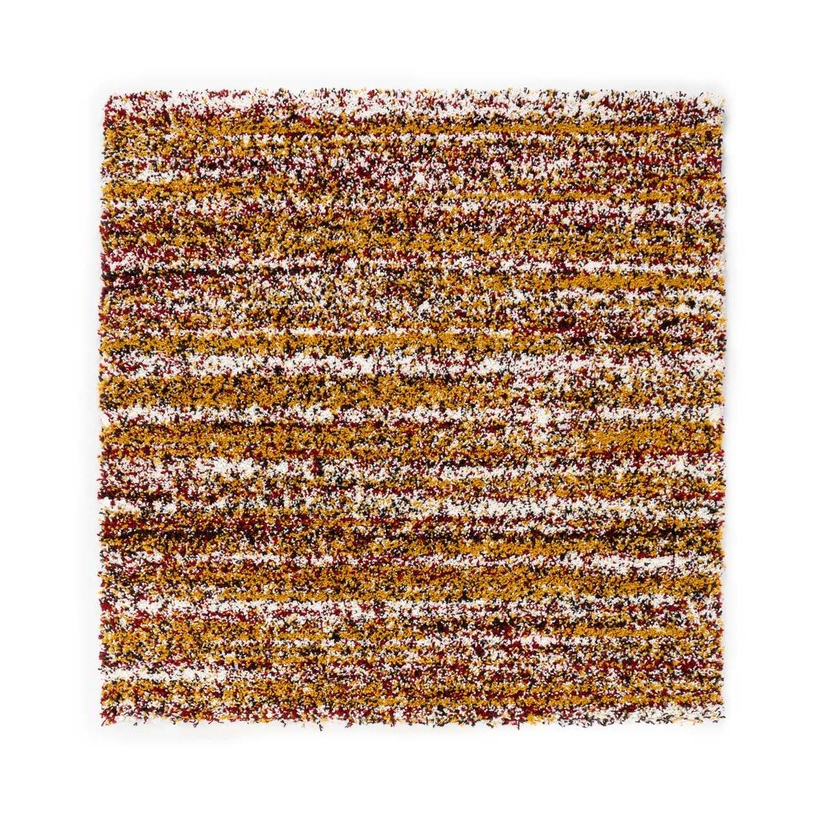 Boho&me Vierkant hoogpolig vloerkleed strepen Artisan - multi|okergeel ...