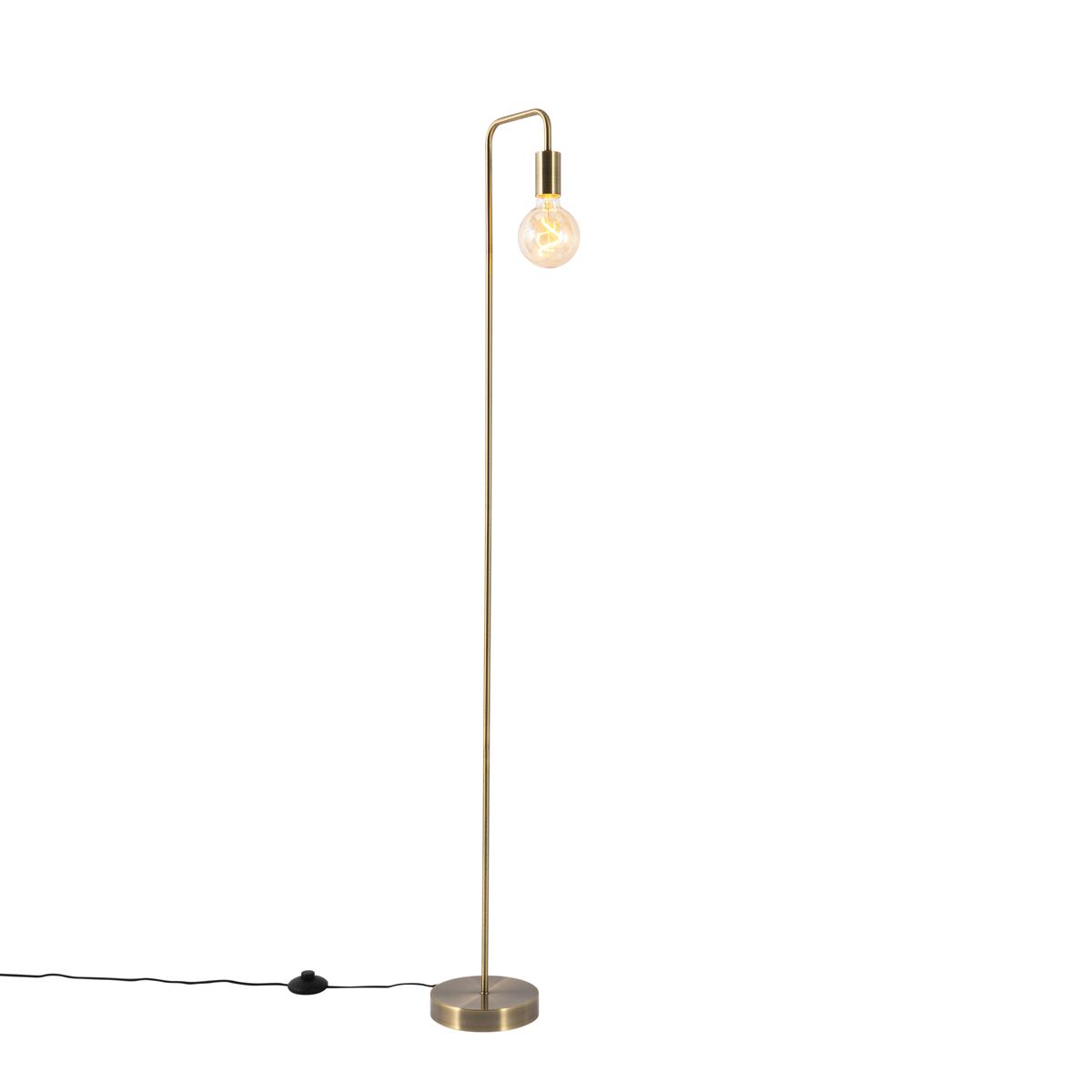 QAZQA Moderne vloerlamp brons - Facil kopen? Shop bij fonQ!