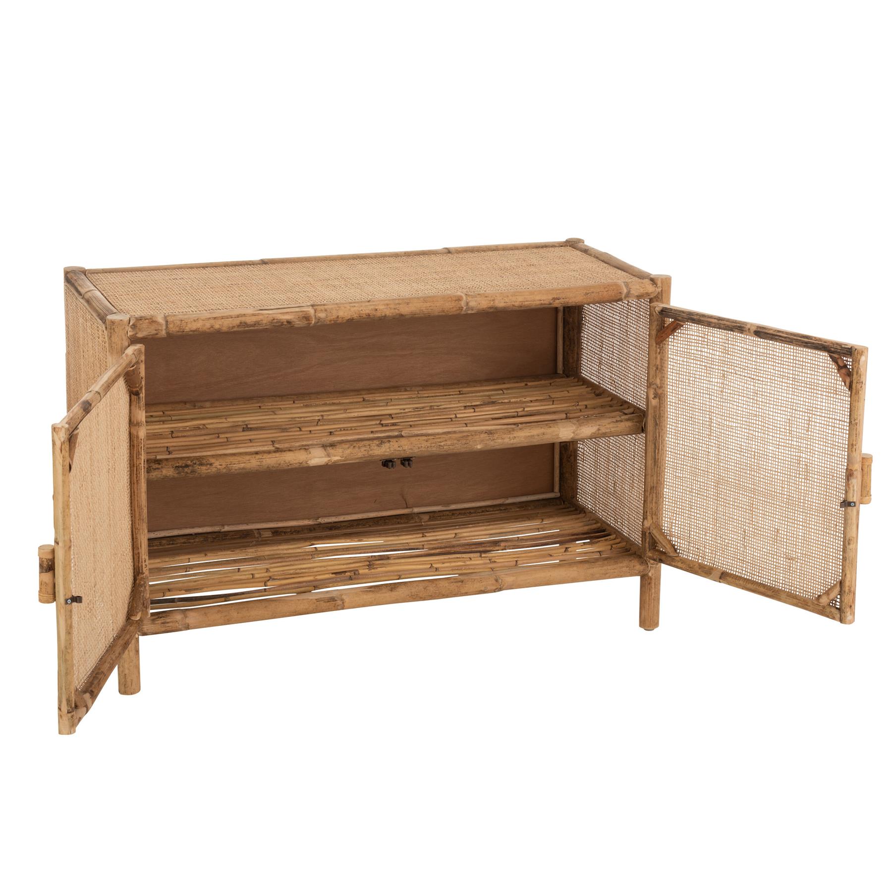 J-Line Ozara Rotan kast - 2 deuren - hout - naturel kopen? Shop bij fonQ!