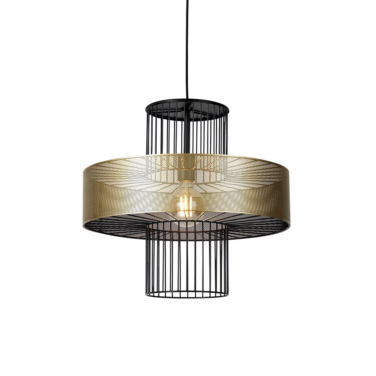 QAZQA Smart hanglamp goud met zwart 50 cm incl. Wifi G95 - Tess kopen ...