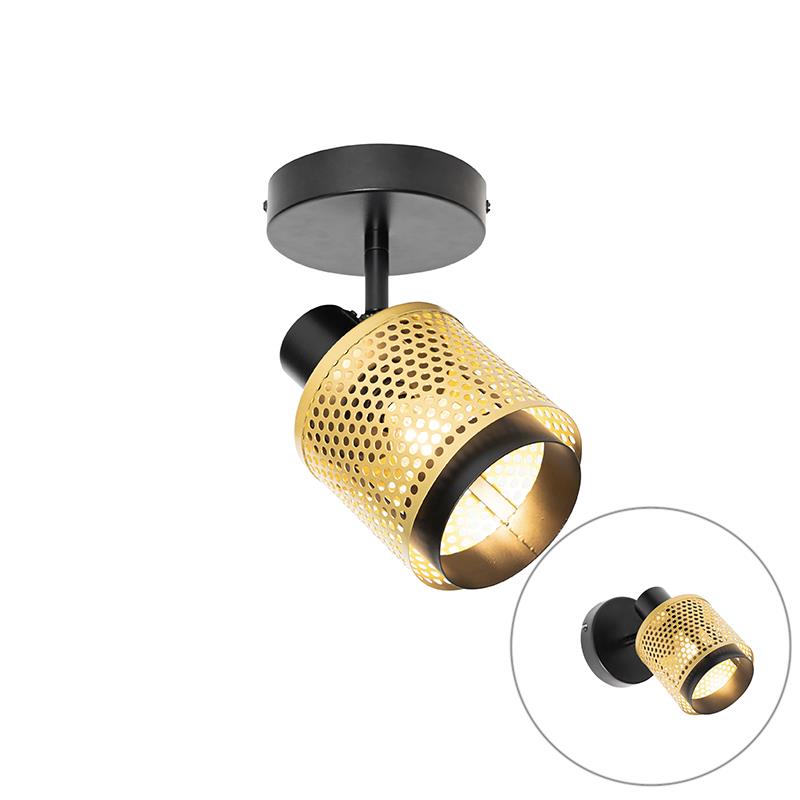 QAZQA Industriële spot zwart met goud - Kayden kopen? Shop bij fonQ!
