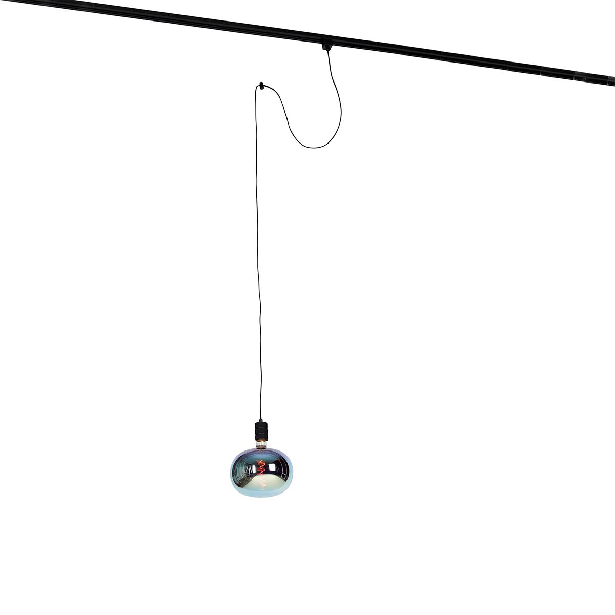 QAZQA Hanglamp met rail ophanging zwart incl. LED G220 - Cavalux kopen ...