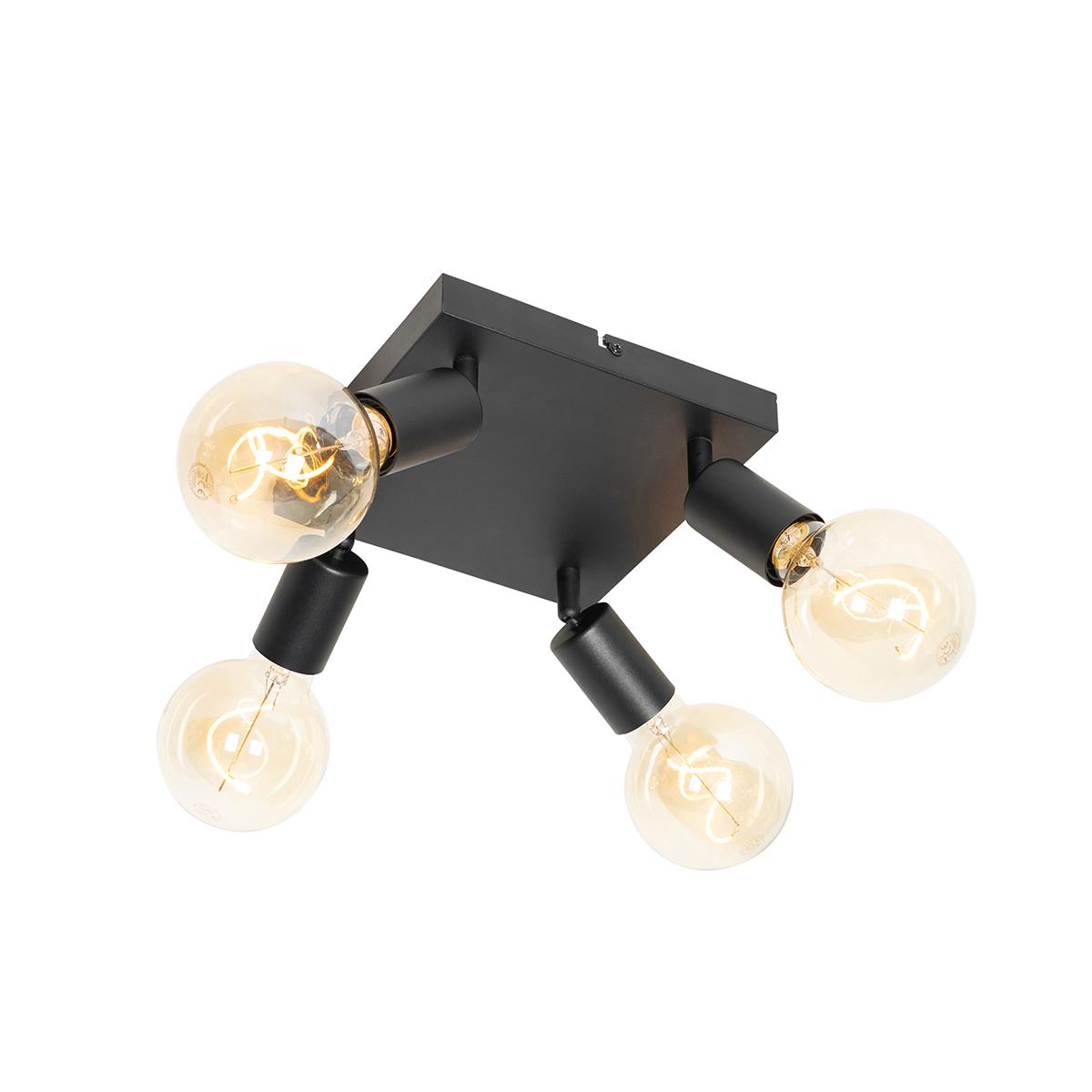 QAZQA Moderne spot zwart vierkant 4-lichts - Facil kopen? Shop bij fonQ!