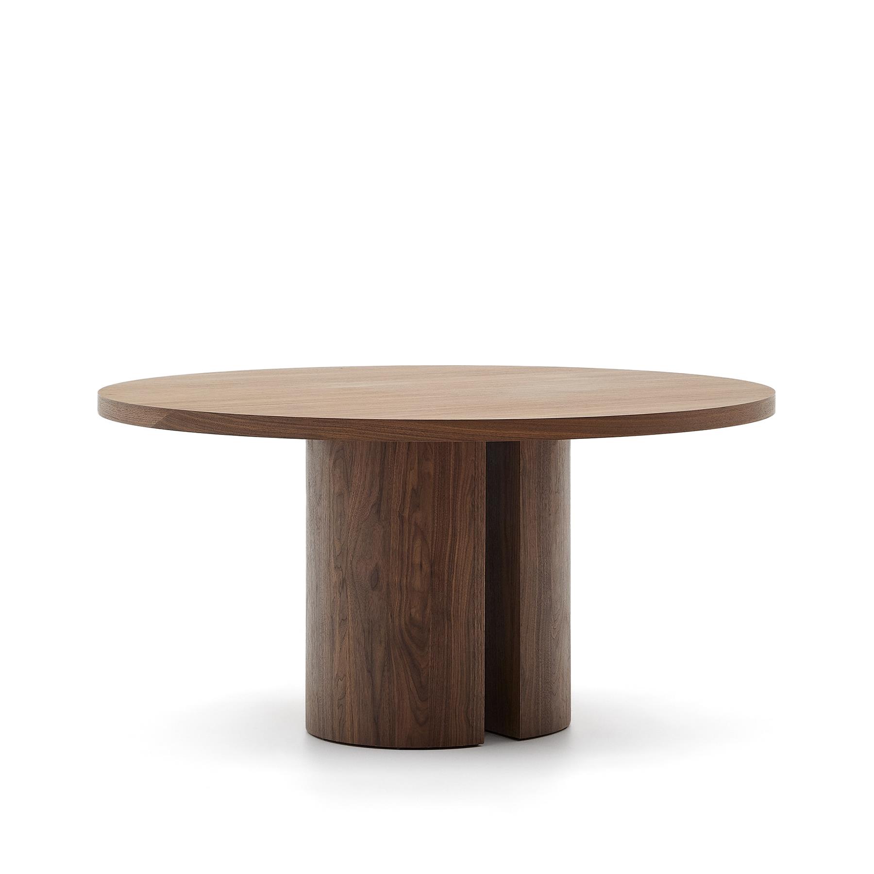 Kave Home - Ronde tafel Nealy van walnootfineer met een natuurlijke ...