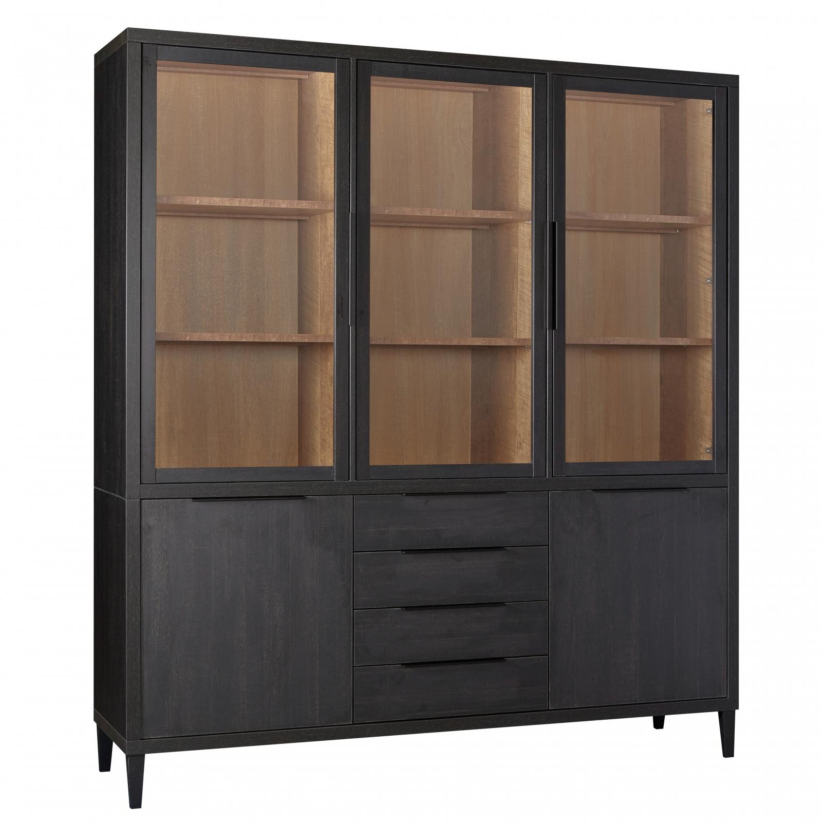 Vitrinekast Zwanenburg - Zwart - MDF kopen? Shop bij fonQ!