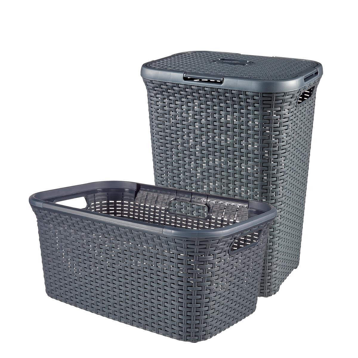 Curver Style Wasmand met Deksel 60L + Wasmand 45L - Antraciet kopen ...