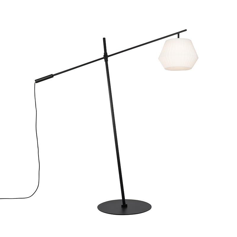 QAZQA Design buiten vloerlamp zwart met witte kap IP44 - Robbert kopen ...